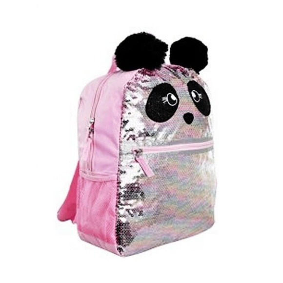 Love2design | Accessories | Girls Pink Sequin Panda Face Backpack ...